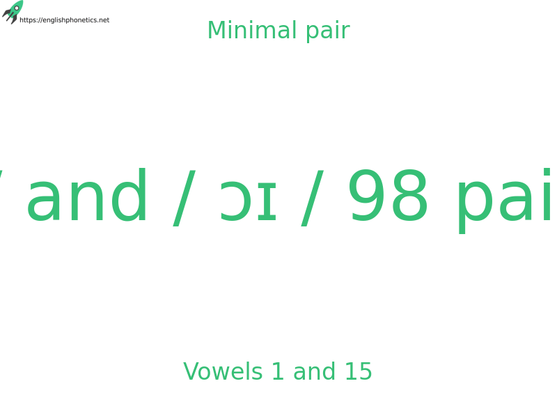 Minimal pair: Vowels 1 and 15, /i/ and / ɔɪ / 98 pairs