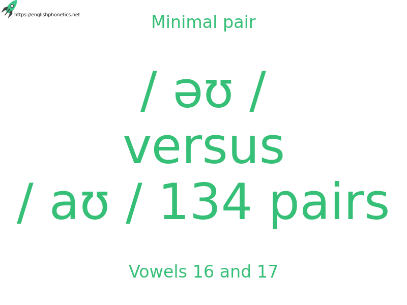 Minimal pair: Vowels 16 and 17, / əʊ / versus / aʊ / 134 pairs