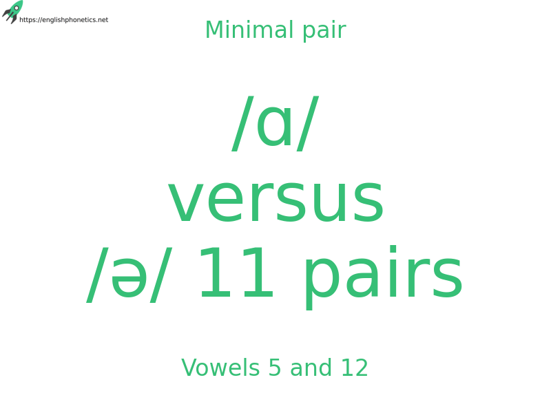 Minimal pair: Vowels 5 and 12, /ɑ/ versus /ə/ 11 pairs